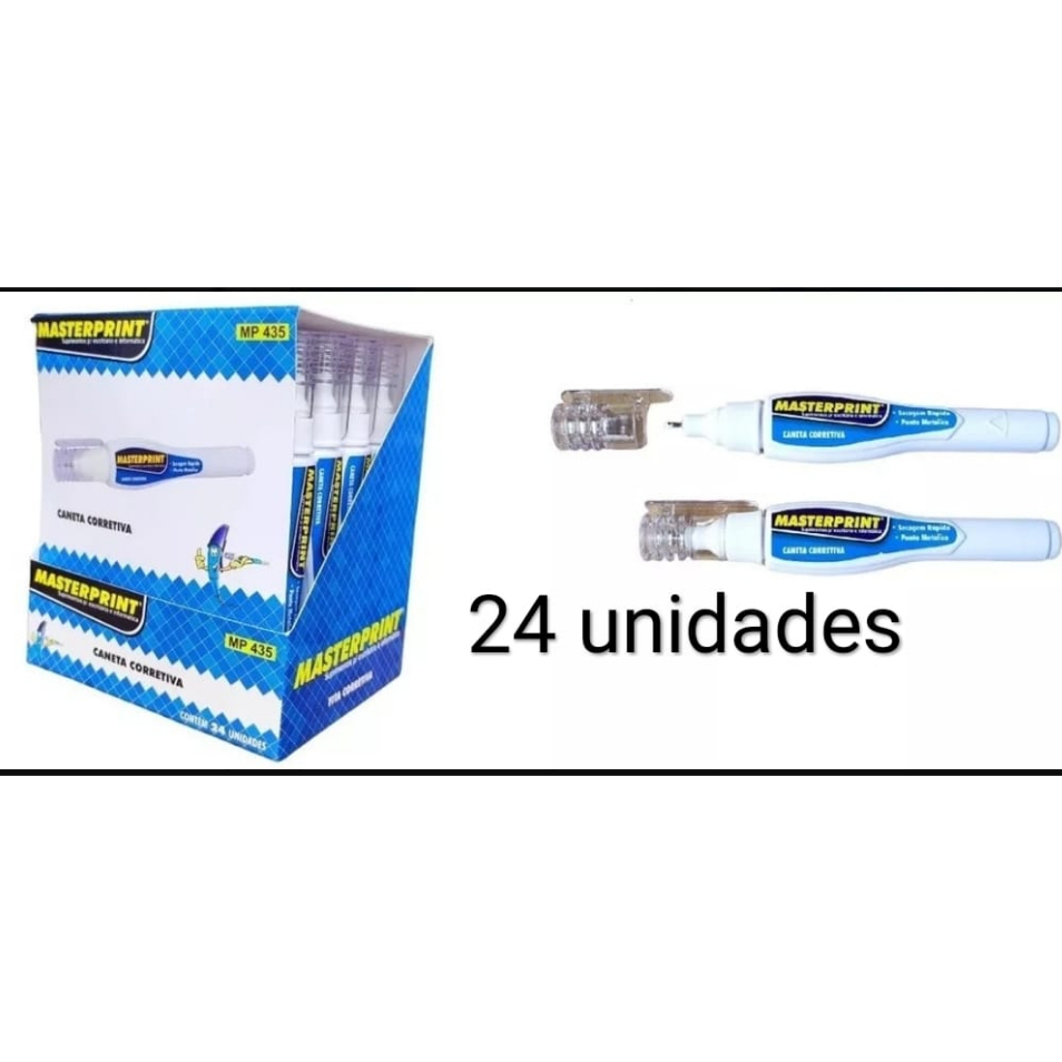 Kit 24 Corretivo em Caneta 7ml Caneta Corretiva Escolar masterprint ...