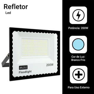 Refletor Led Holofote 200w Ip67 Bivolt Forte Luz Branco Frio | Shopee Brasil