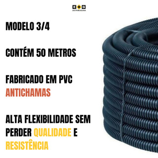 Kit Conduite Corrugado 50 Mts Reforçado 3/4 + 20 Caixa De Luz 4X2 Preta ...