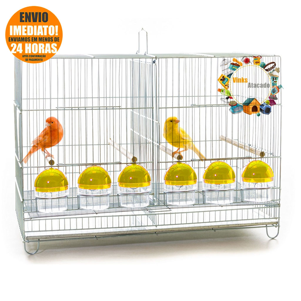 Gaiola Grande Com Divisória 6 Comedouro Malha Fina Para Canario Belga ...