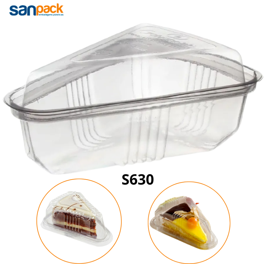 Embalagem triangular para fatia de bolo, pudim S-630 Sanpack cx 50 un ...