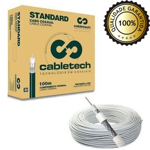 Cabo Coaxial Rg6 Cobreado Rolo 100 Metros+10 Conectores Rg6 | Shopee Brasil