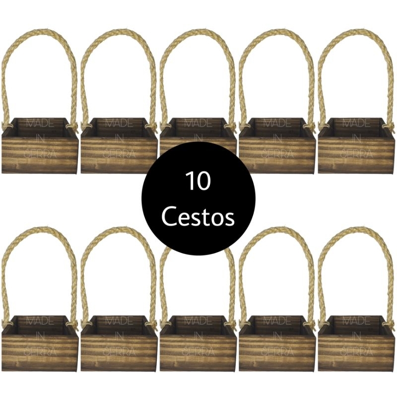10 Cestos em madeira rústica,para presentes, lembrancinhas | Shopee Brasil