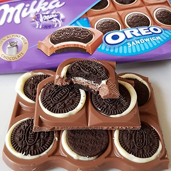 Chocolate Milka Oreo Sandwich - Chocolate Ao Leite com mini Oreo ...