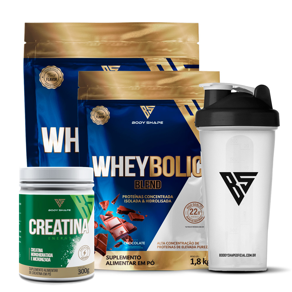 Kit 2x Whey Protein Isolado e Concentrado (WPC) 1,8kg + Creatina Micronizada e Monohidratada ...