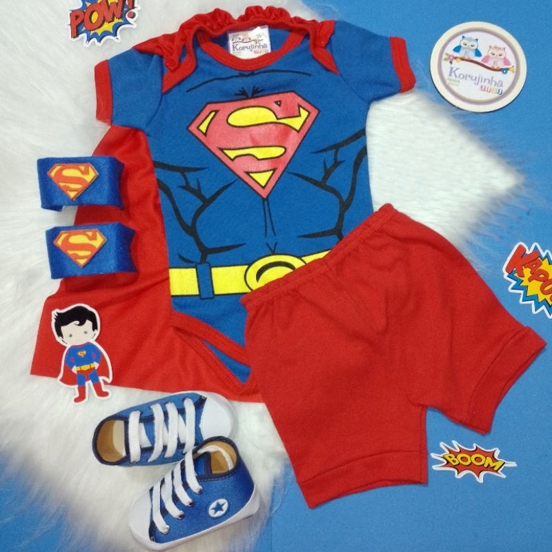 Body Bebê Temático Superman - Kit Mesversário Opcional | Shopee Brasil
