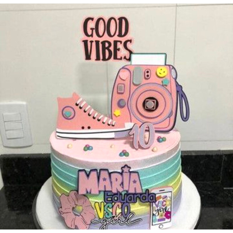 Topo Topper Bolo Good Vibes | Shopee Brasil