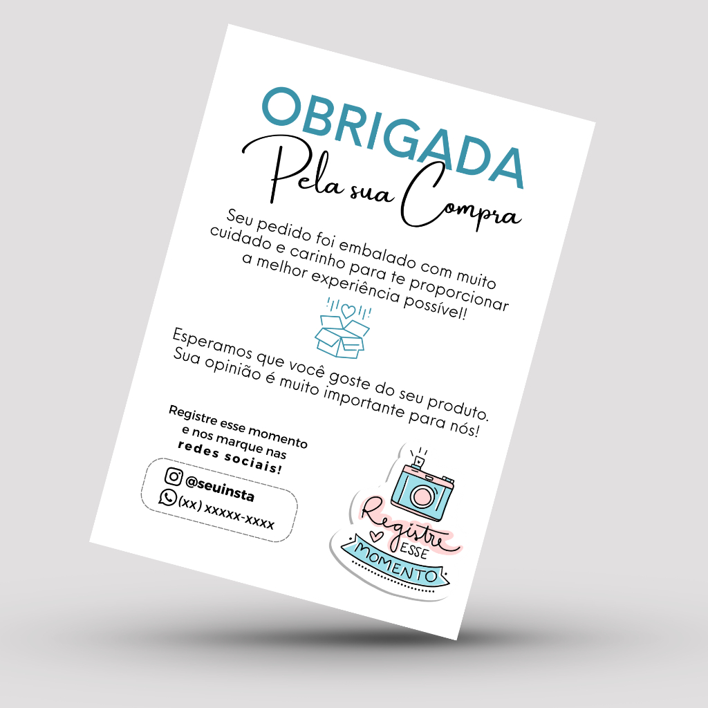 50 ou 100 Cartão de Agradecimento ao Cliente Personalizado para Unbox ...