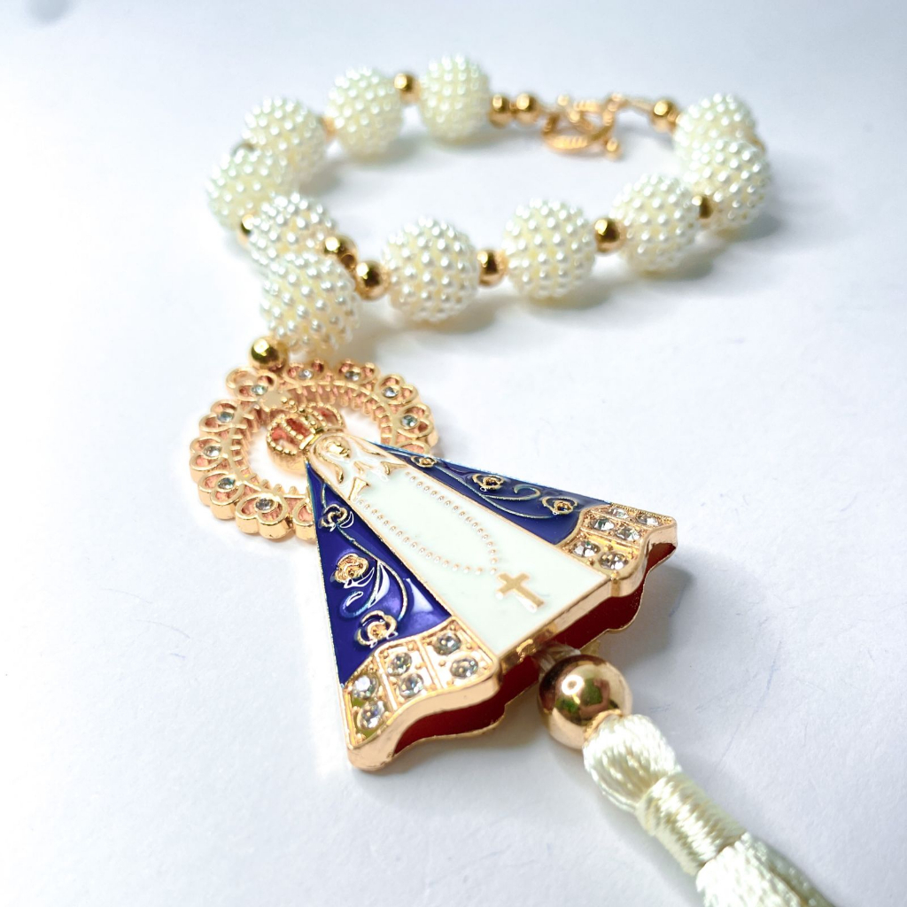 Terço religioso arco coração nossa senhora Aparecida 26CM | Shopee Brasil