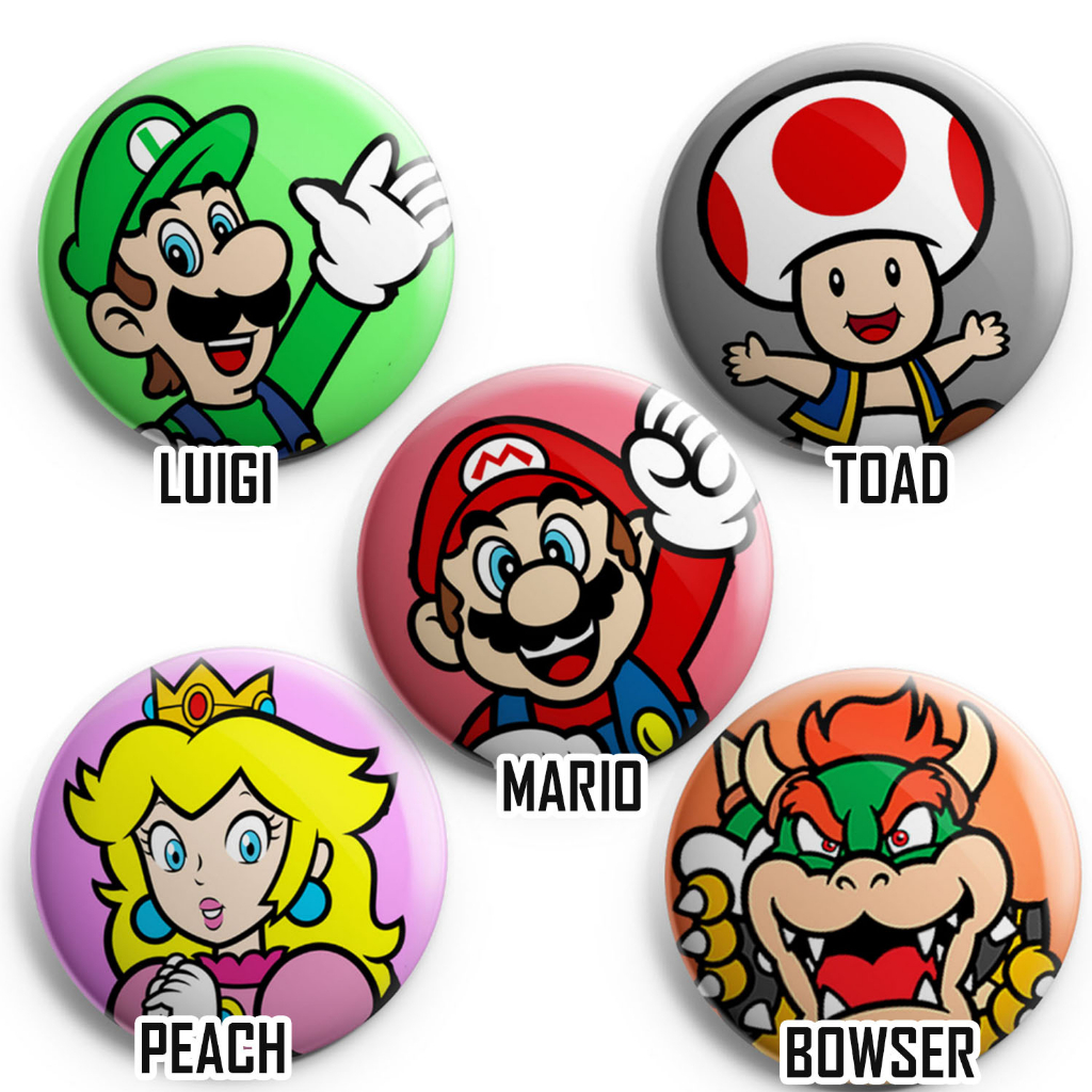 Bottons Super Mario Bros Personagens - broche alfinete boton bottom ...