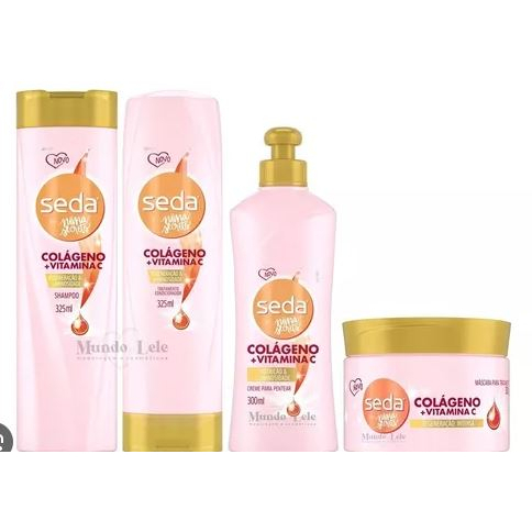 Kit seda shampoo; condicionador; creme pentear Colágeno e Vitamina C by ...