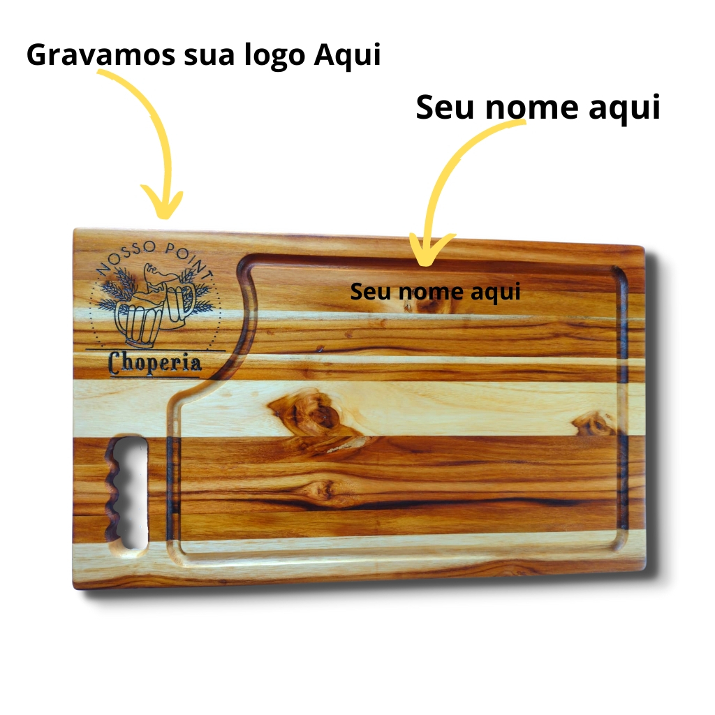 Tabua de Madeira TECA Churrasco e Legumes Personalizada Logo e Nome ...