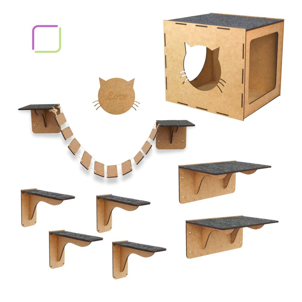 Playground para Gatos Kits Com Rede Arranhador Nicho Comedouro ...