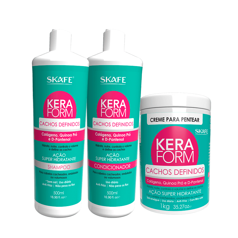 Kit 3 unidades: Shampoo 500ML Condicionador 500ML e Creme de Pentear ...