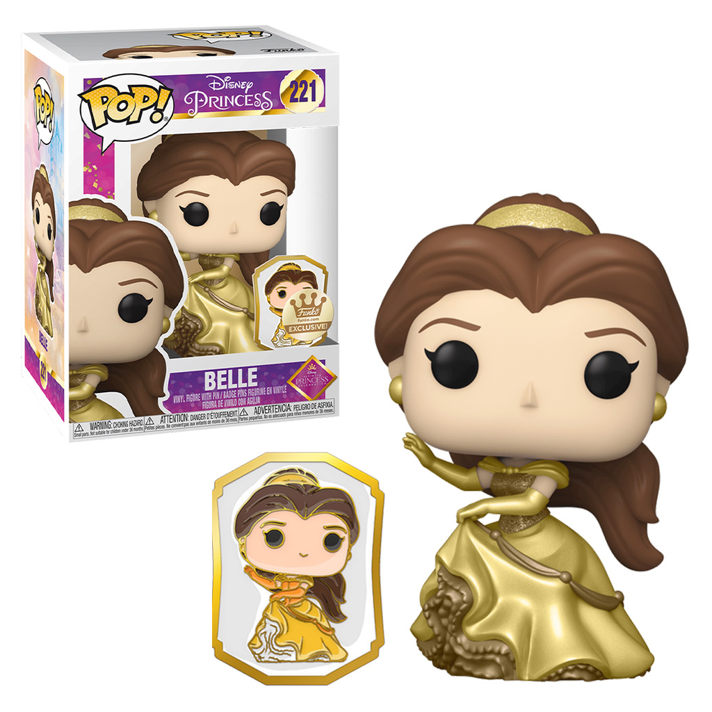 FUNKO POP DISNEY DISNEY PRINCESS EXCLUSIVE - BELLE 221 (GOLD) + BROCHE ...