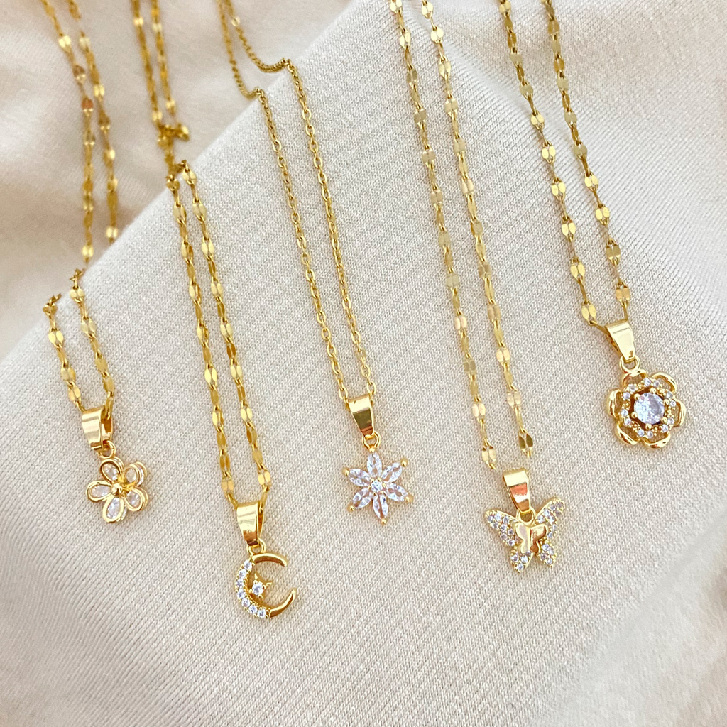 Colar Feminino De Aço Inoxidável Banhado a Ouro18K com Pingente ...