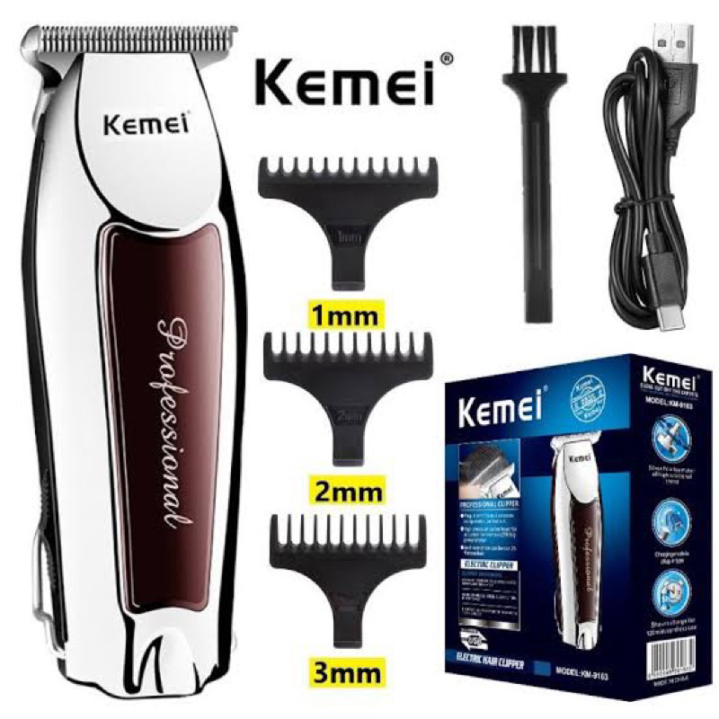 Máquina De Acabamento Kemei Sem fio cortar Cabelo Fazer Pezinho Barba barbeador recarregável KM ...