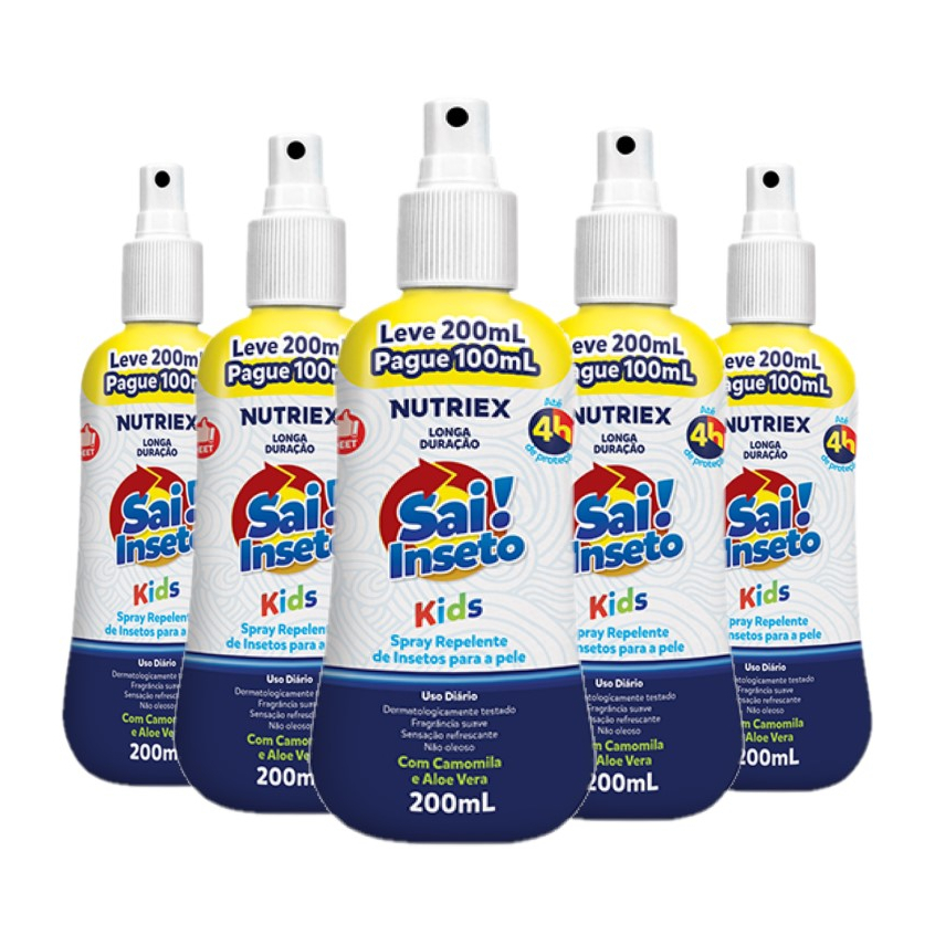 Kit 5 Repelentes Infantil Spray Sai Inseto Kids 4h Adulto e Infantil ...