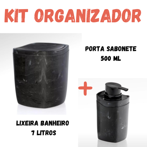 Kit Banheiro Lixeira 7 L + Dispenser de Sabonete Líquido 500 ml Top Line 726 721 | Shopee Brasil