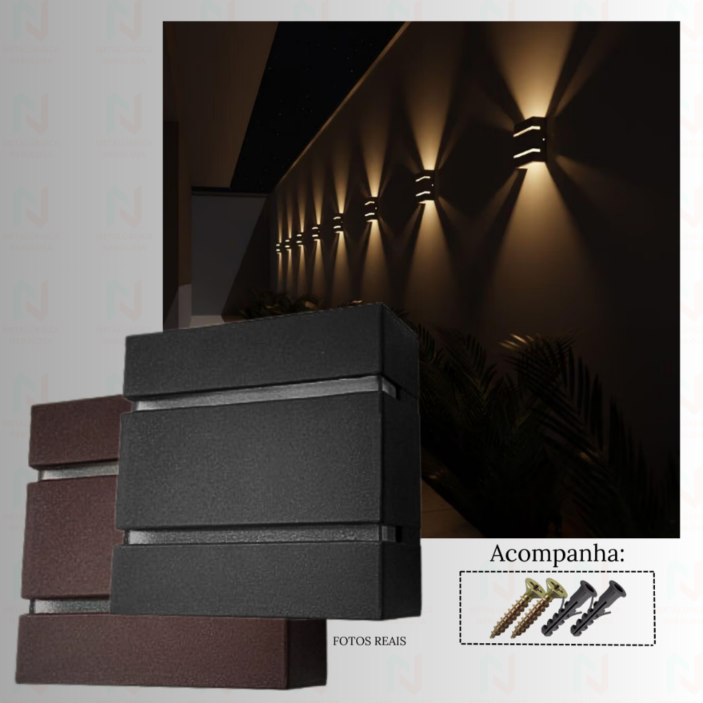 Kit 6 Luminária Arandela de Encaixe Parede kit 2 Focos 2 Frisos Slim Branca Preta ou Marrom ...