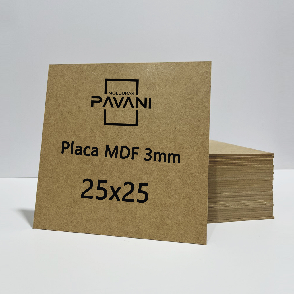 Kit 50 placas de MDF crú 25x25 por 3mm para artesanato e decoração ...