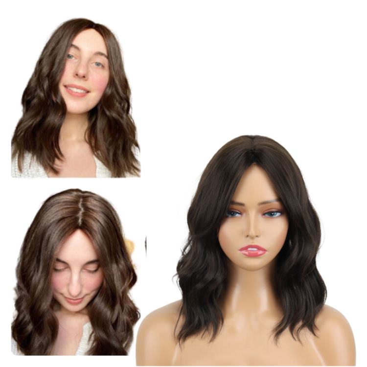 Peruca Wig Ondulada Curta Corte Repicado Castanho + Wig Cap | Shopee Brasil