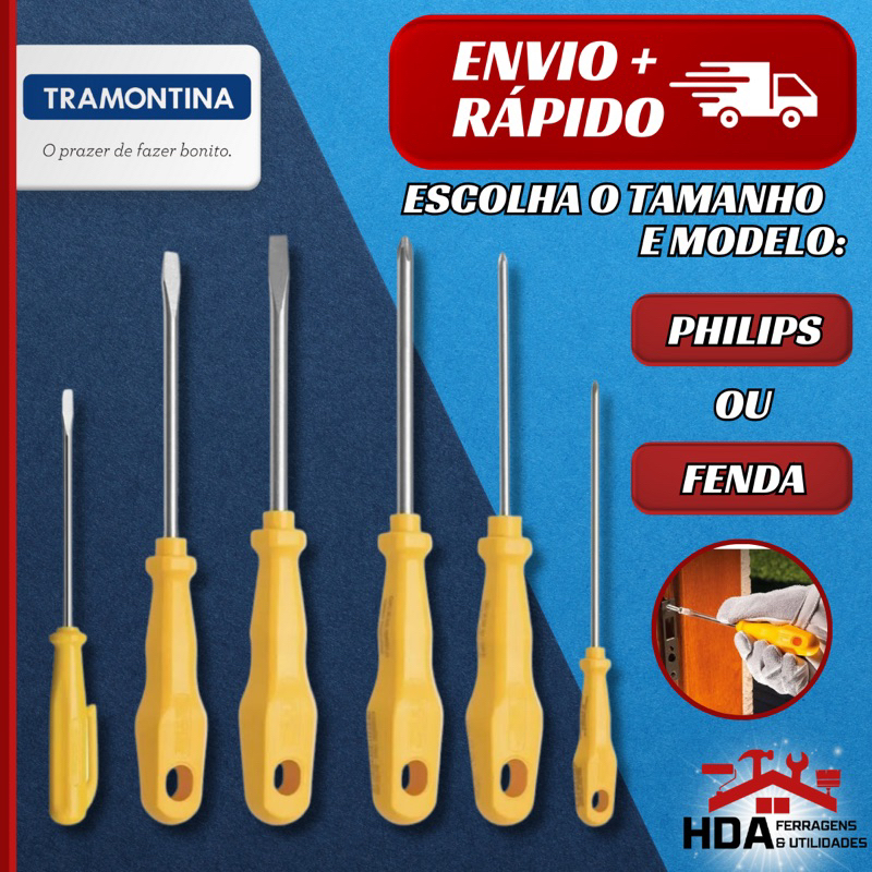 Chave De Fenda Ponta Chata ou Philips Ponta Cruzada Tramontina ...