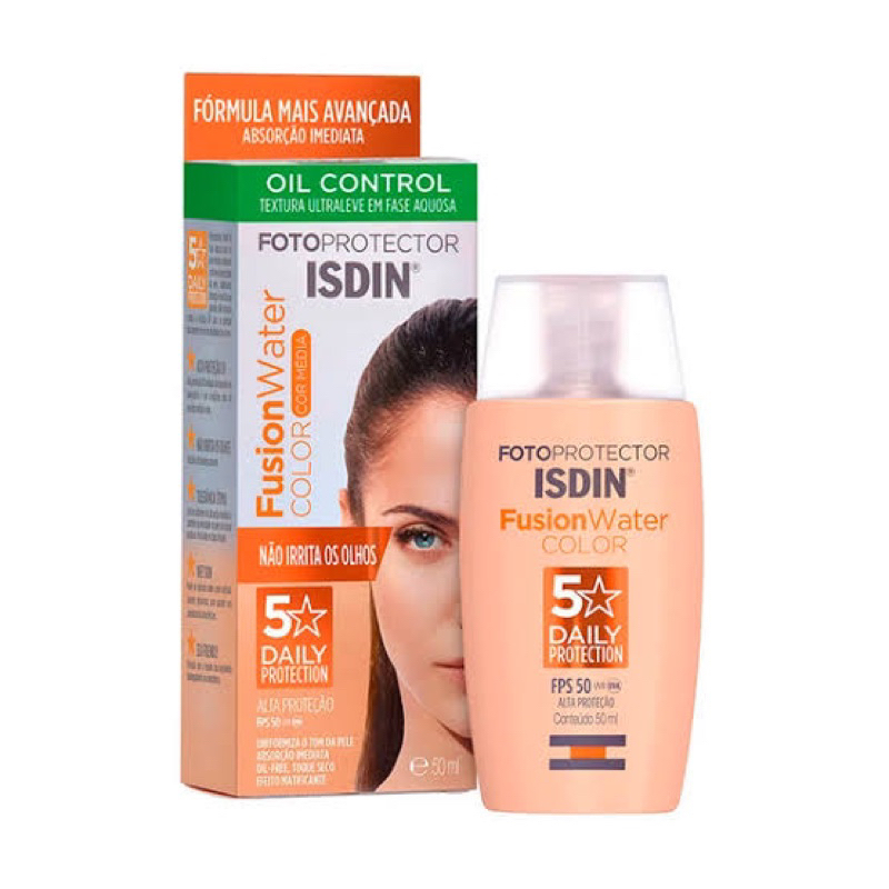 Protetor Solar Facial Isdin FotoProtector Fusion Water FPS50 Cor Média 50ml | Shopee Brasil