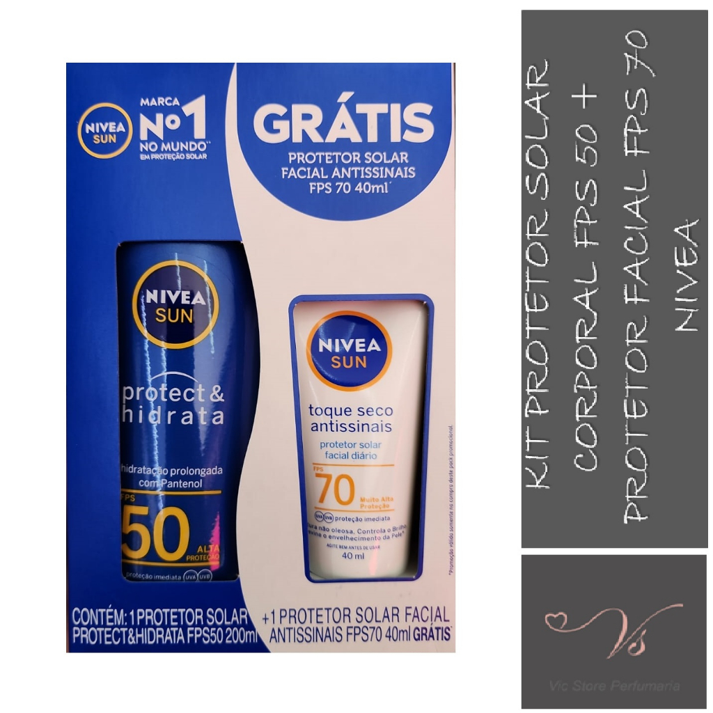Kit Nivea Protetor Solar Facial FPS70 Antissinais Toque Seco (40g ...