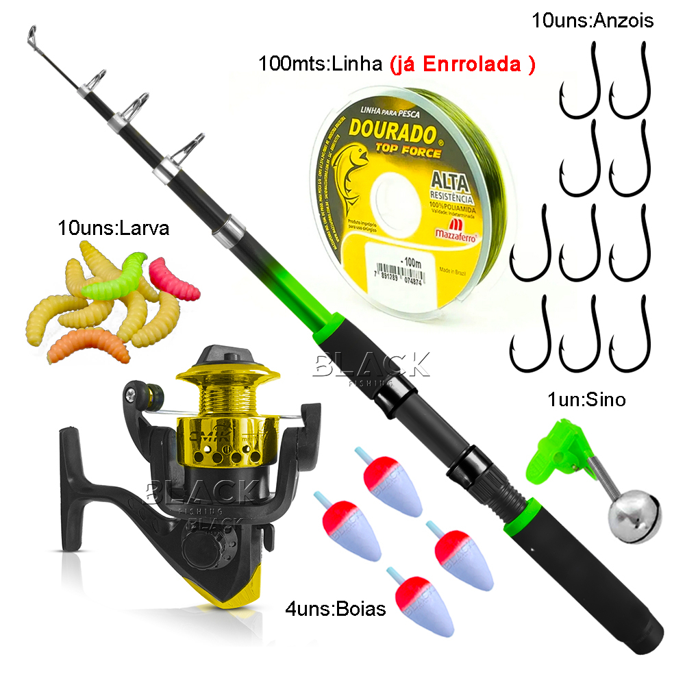 Kit Pesca Completo Vara e Molinete Mais Acessórios ref1 | Shopee Brasil