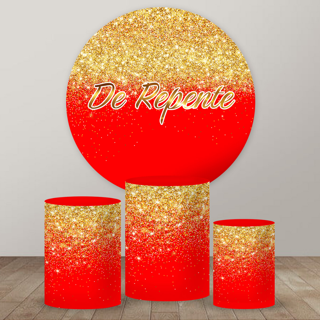 Kit Capas Decoração Glitters Painel Redondo + Trio Cilindros PMG ...