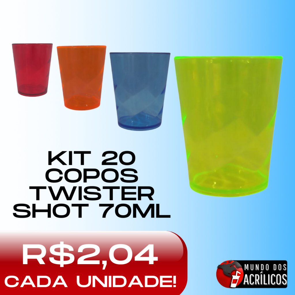 KIT 20 COPOS TWISTER SHOT 70ML | Shopee Brasil