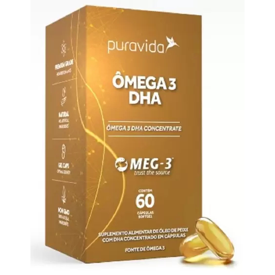 OMEGA 3 DHA -PURA VIDA 60 /Cps. | Shopee Brasil