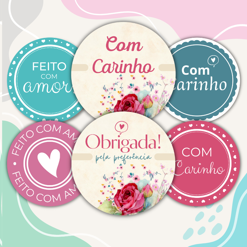 100 Adesivos SELO Feito com Amor, Com Carinho, Com Amor Embalagem ...