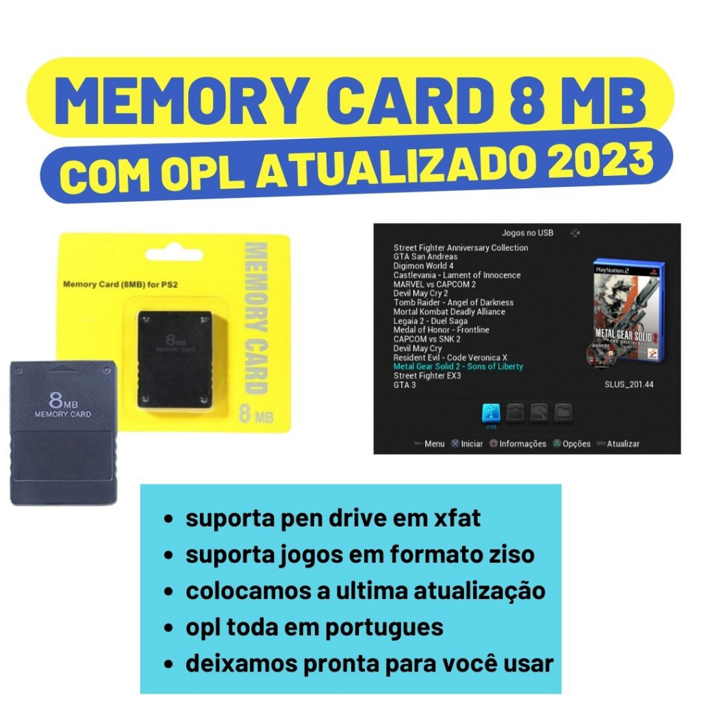 Memory Card com OPL e Launchelf - Cartão de Memória Atualizado para PS2 ...