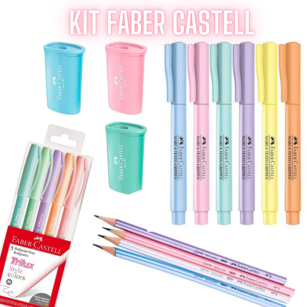 kit escolar Faber Castell tom pastel | Shopee Brasil
