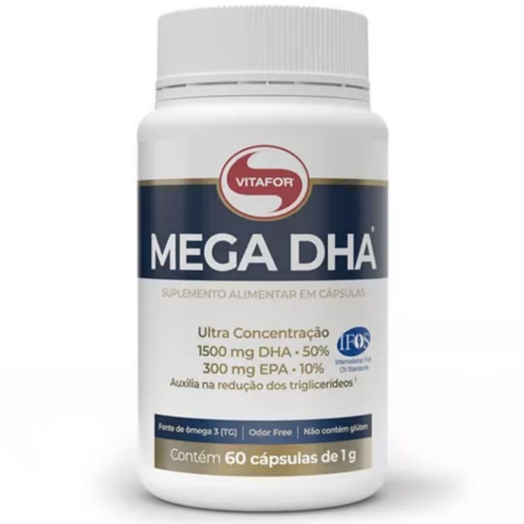 Suplemento em cápsulas Vitafor Mega DHA omega 3 dha Mega DHA sabor neutro em pote de 120g ...