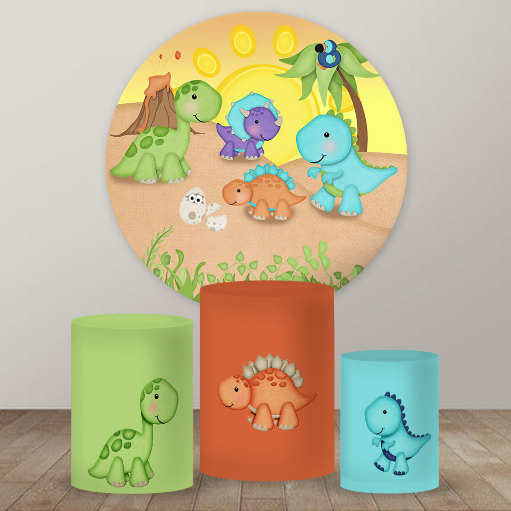 Kit Capas Decoração Dinossauro 2- Painel Redondo + Trio Cilindros PMG ...