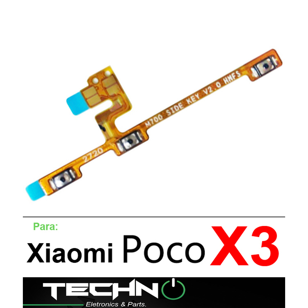 Flex Botões (Interno) Power / Volume Para Xiaomi Pocofone Poco X3 / X3 ...