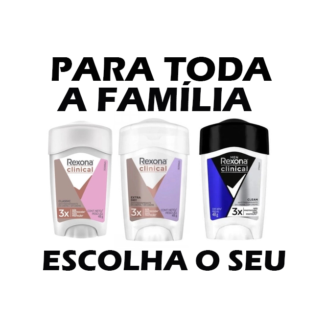 Rexona Clinical 3X Mais Proteção Desodorante em Creme 96h 48g (ESCOLHA ...