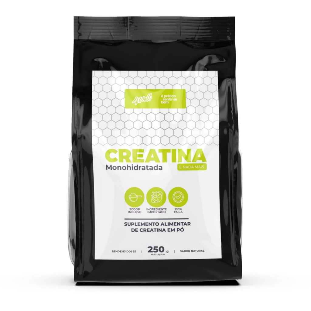 Creatina Monohidratada 250g - 100% Pura - Importada - 4well | Shopee Brasil