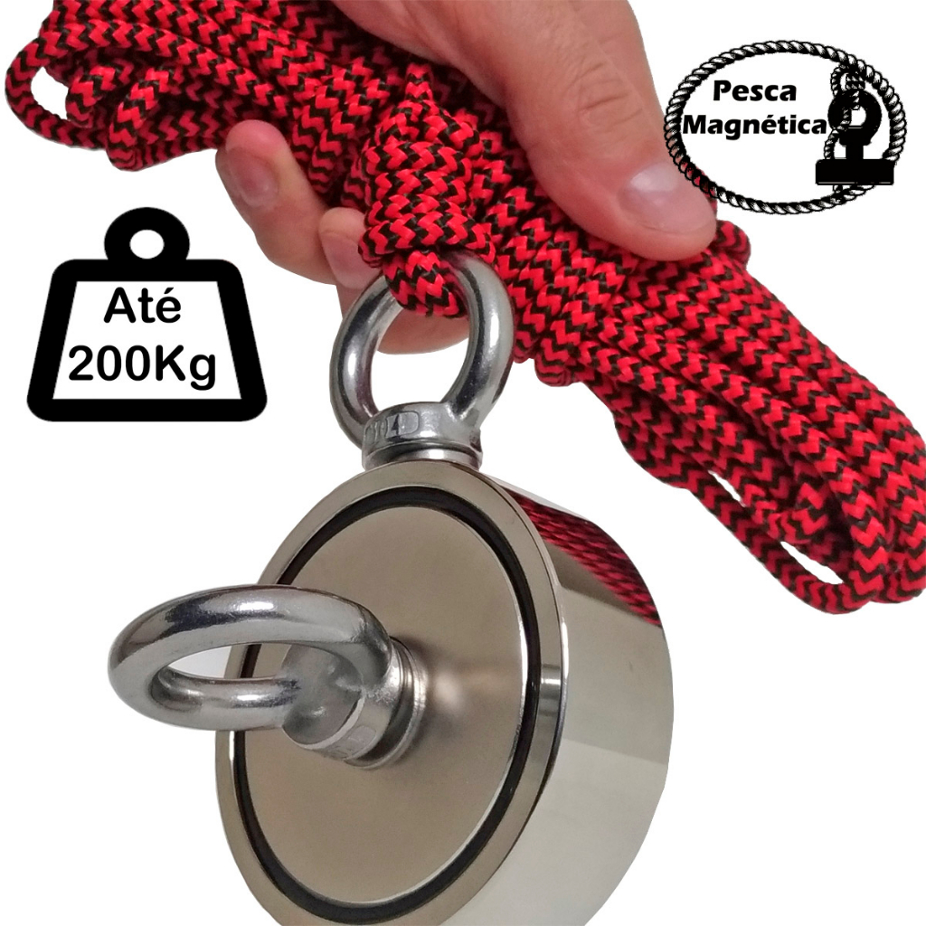 Imã De Neodímio Pesca Magnetica Até 200 Kg De Tração 2furos arrastão ...