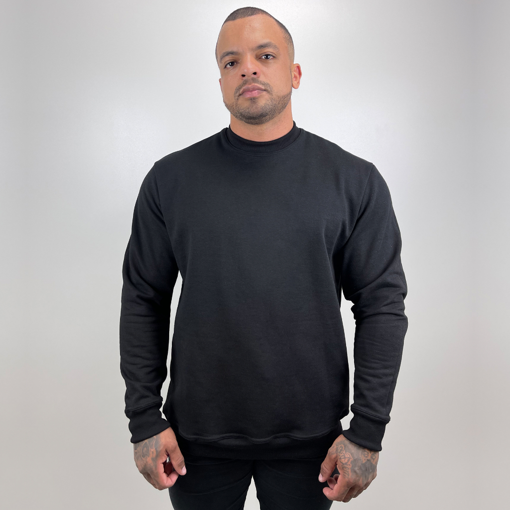 Blusa De Moletom Fechada Lisa Sem Bolso Sem Capuz Moleton Masculina ...