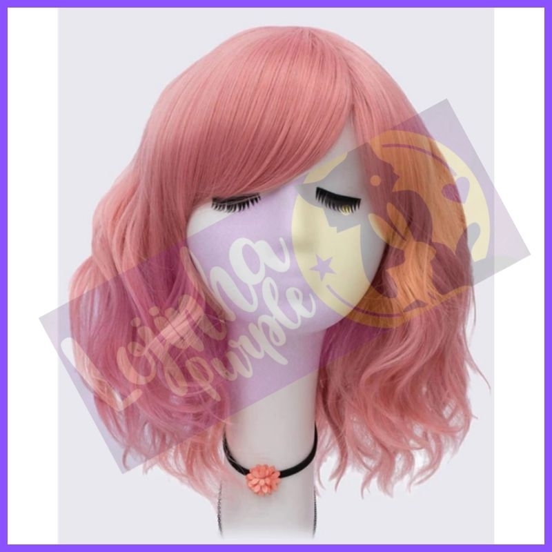 Peruca Cosplay / Fantasia Rosa Ondulada Média +- 35cm | Shopee Brasil
