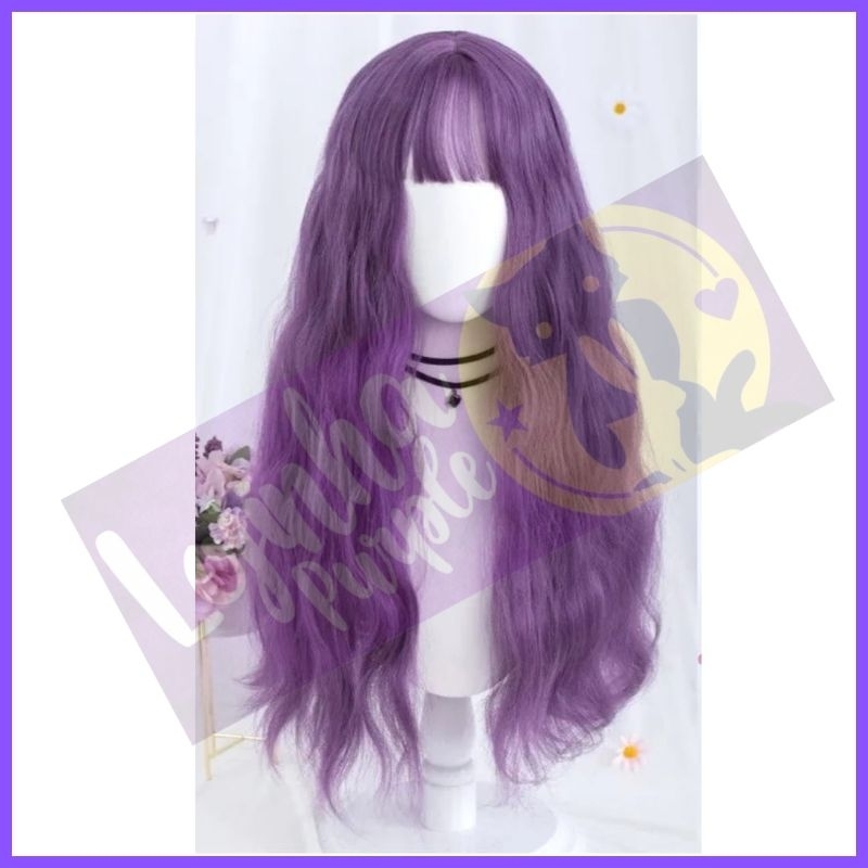 Peruca Cosplay / Fantasia Roxa Ondulada C/ Franja 70 cm | Shopee Brasil