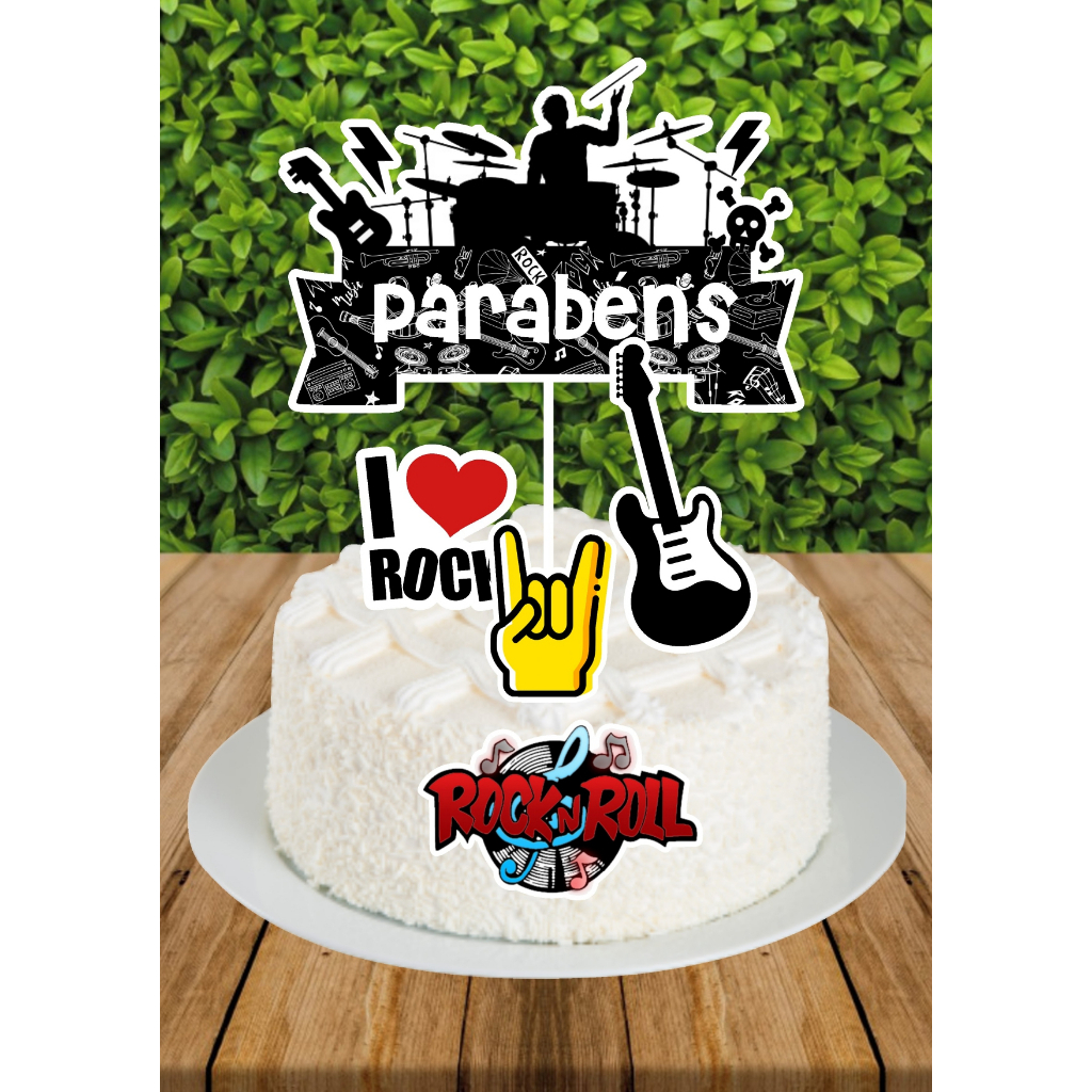Topo De Bolo Topper De Bolo Rock N Roll | Shopee Brasil