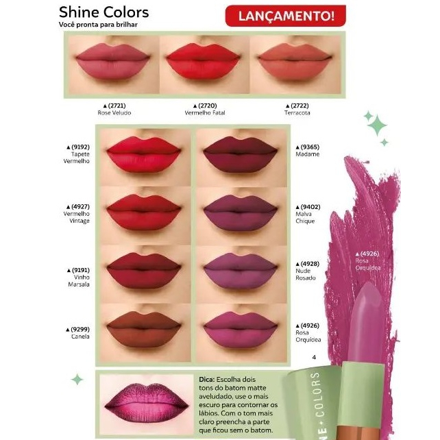 Batom Shine Colors Matte Aveludado - 4g - Abelha Rainha | Shopee Brasil