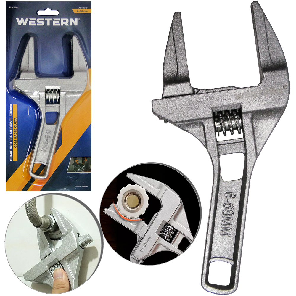 CHAVE INGLESA AJUSTAVEL BOCA LARGA 6-68MM 8'' Western Pro | Shopee Brasil