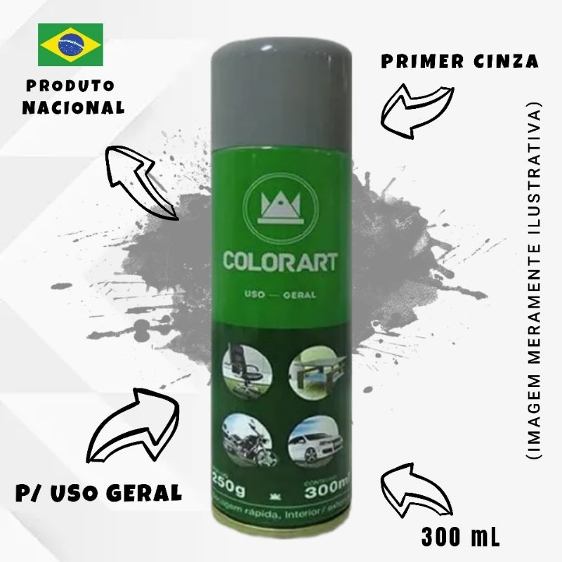 TINTA SPRAY PRIMER CINZA COLORART USO GERAL - 300 mL/250 g | Shopee Brasil