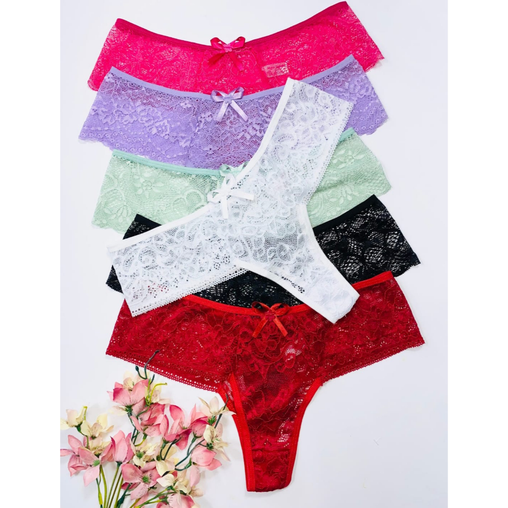 Kit Calcinha renda lingerie em poliamida 10 peças - Escorrega o Preço